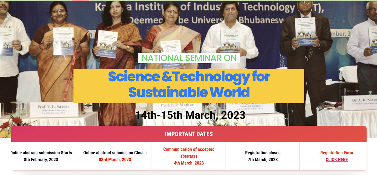 National Seminar on Science & Technology for Sustainable World - KIIT